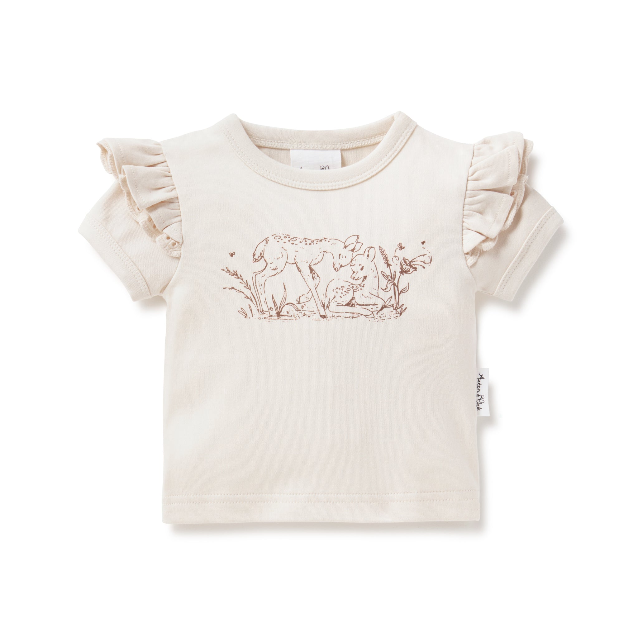 Fawn Print Flutter Tee - Pastel Parchment | Aster & Oak